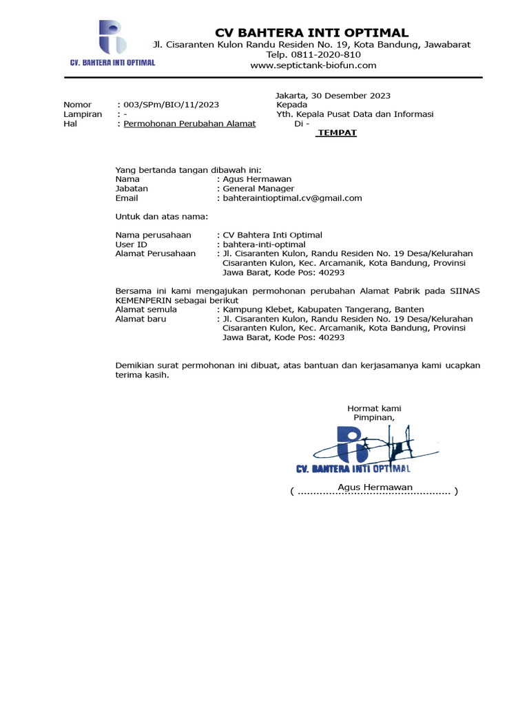 Perubahan Alamat | PDF
