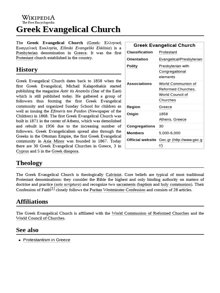 Greek Evangelical Church | PDF | Protestantism | Evangelicalism