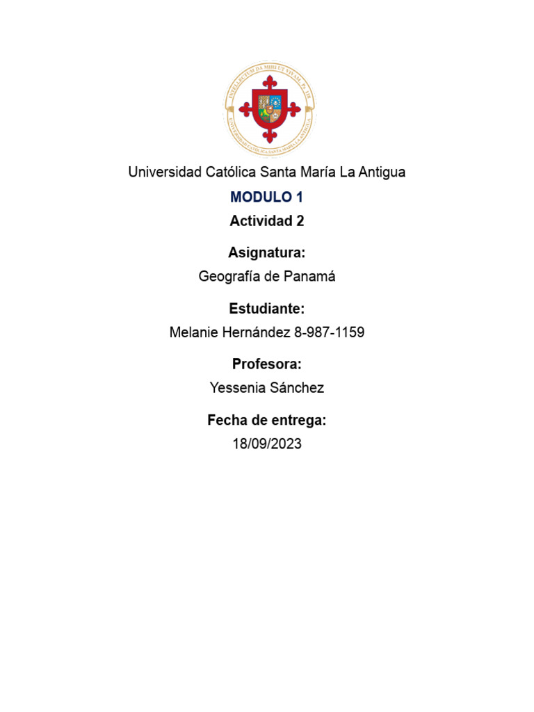 actividad 2 modulo 1 geografia de Panamá | PDF | Panamá | Universidad