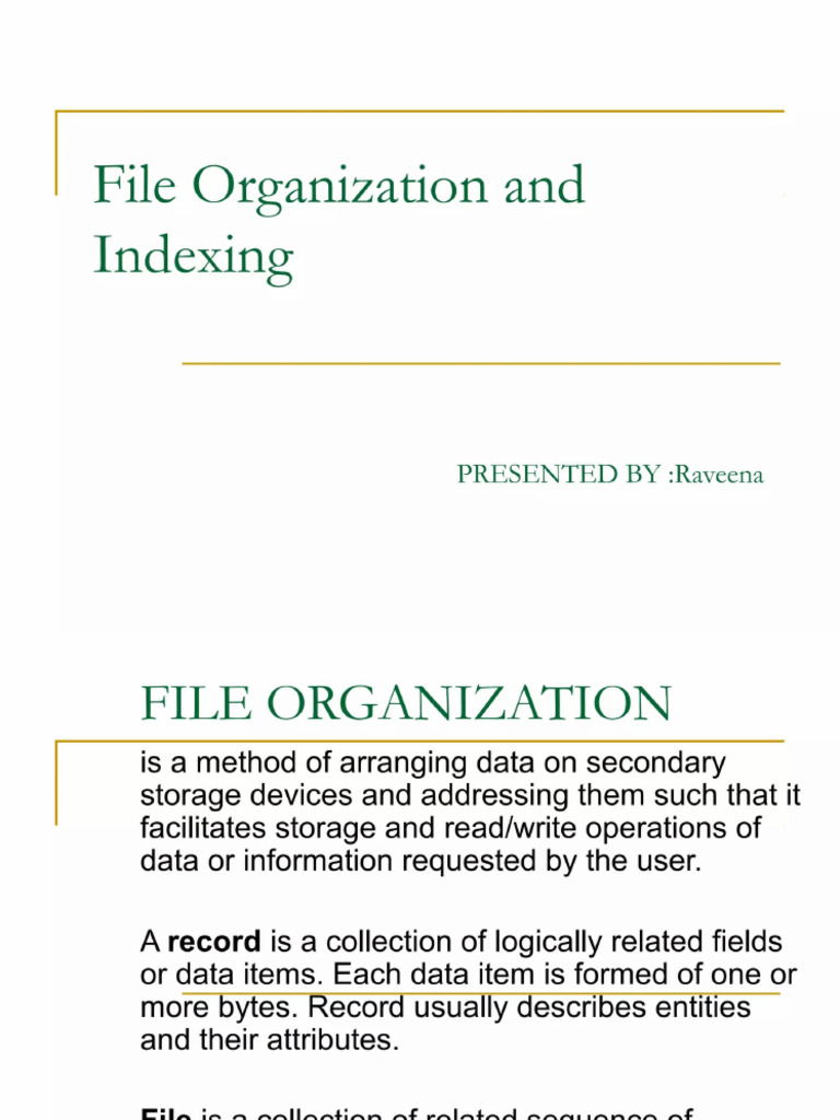 File Organization and Indexing | PDF