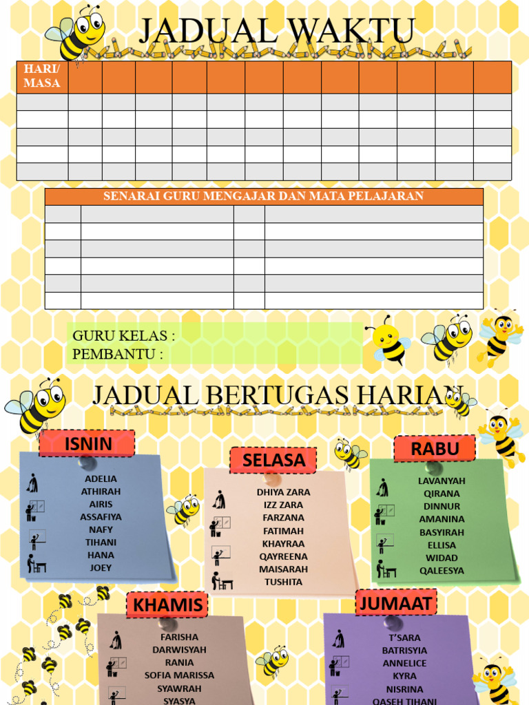 Jadual Waktu Kelas Jadual Bertugas Etc | PDF