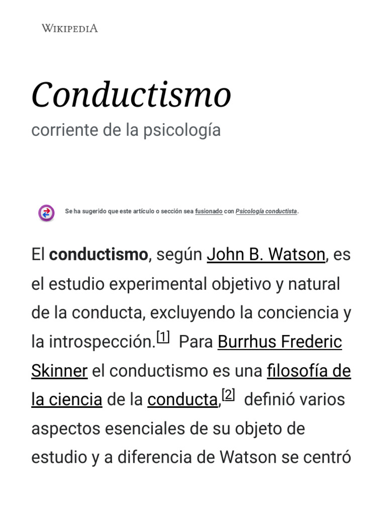 Conductismo - Wikipedia, La Enciclopedia Libre | PDF | Behaviorismo ...