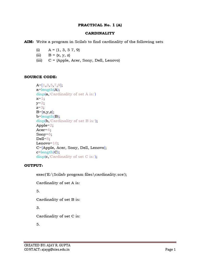 DM Scilab Programs - 86719 | PDF | Recursion | Mathematics