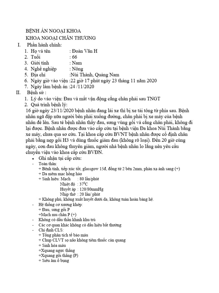 BỆNH ÁN NGOẠI KHOA | PDF