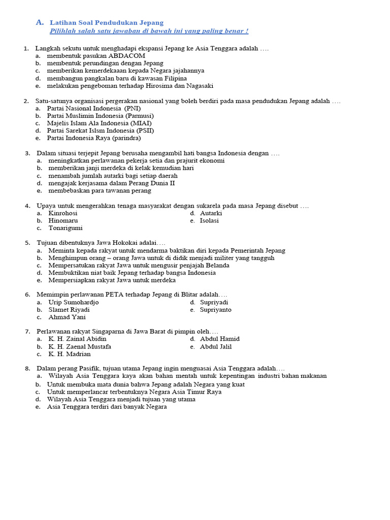 Latihan Soal Sejarah | PDF