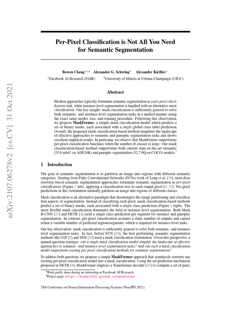 Mask Former | PDF | Image Segmentation | Statistical Classification