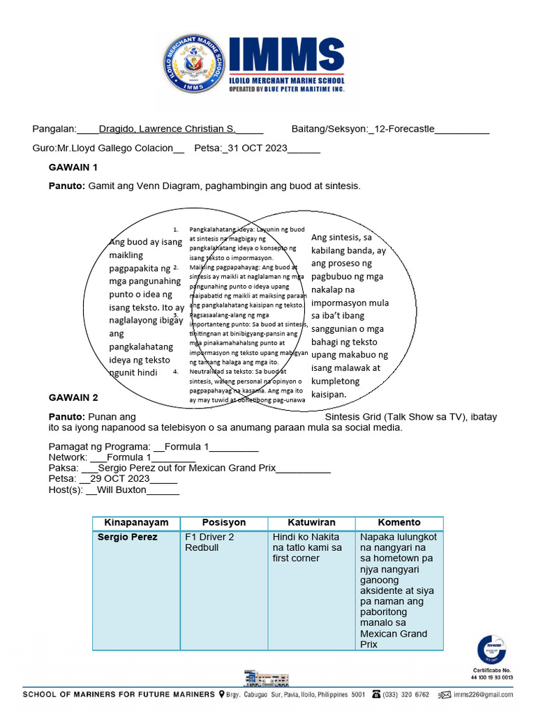 Aralin 5 - Buod at Sintesis | PDF