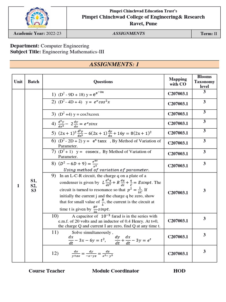1.assignment On LDE | PDF | Electrical Network | Physical Quantities