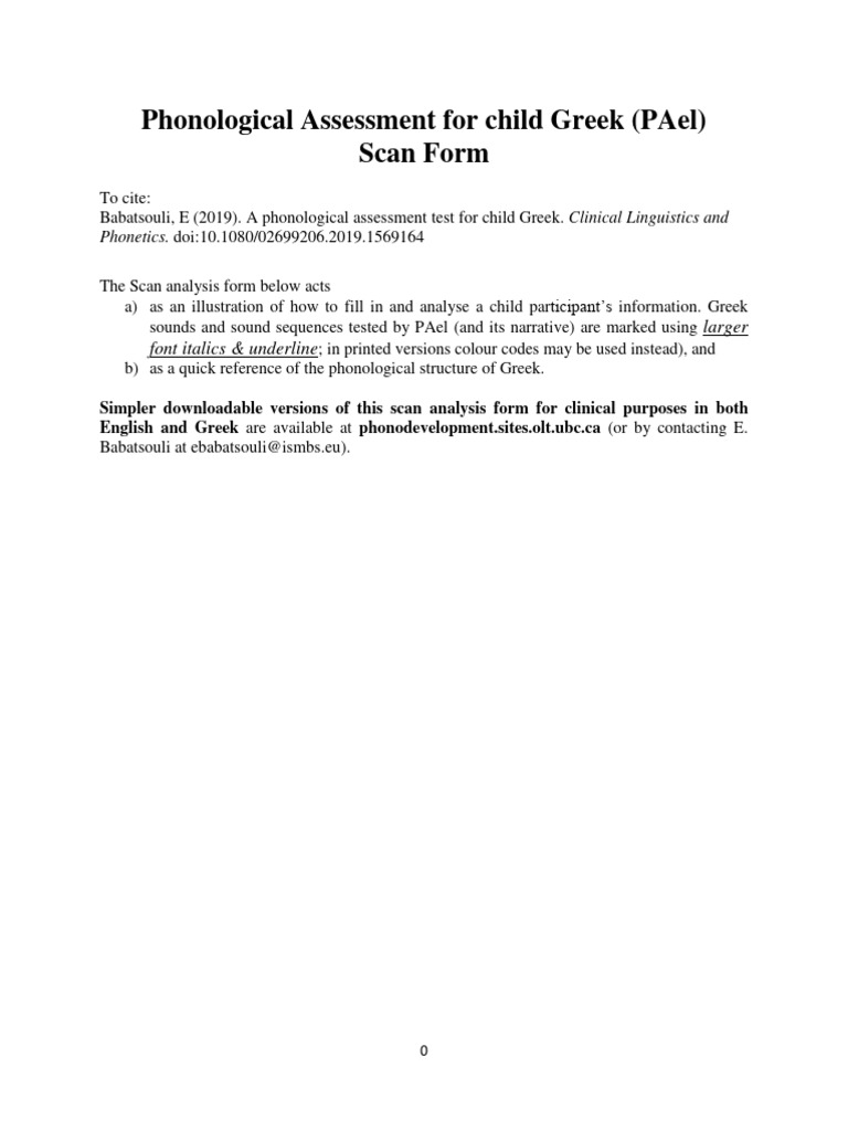 A Phonological Assessment Test For Child | PDF | Syllable | Stress ...
