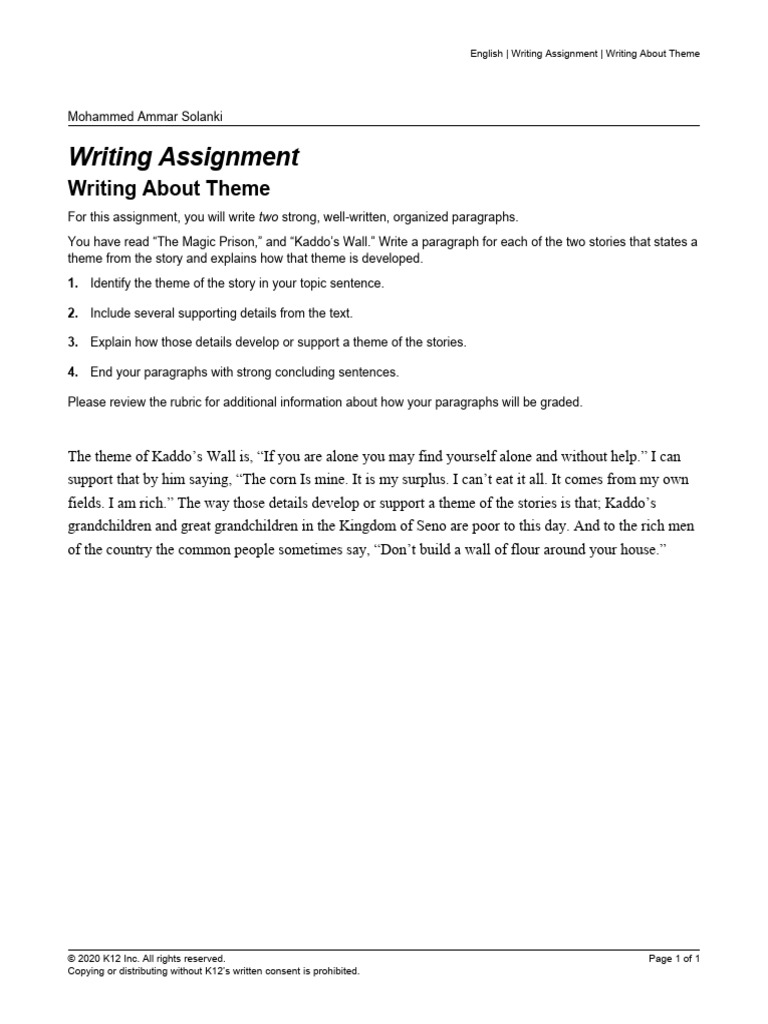 Writing Assignment | PDF