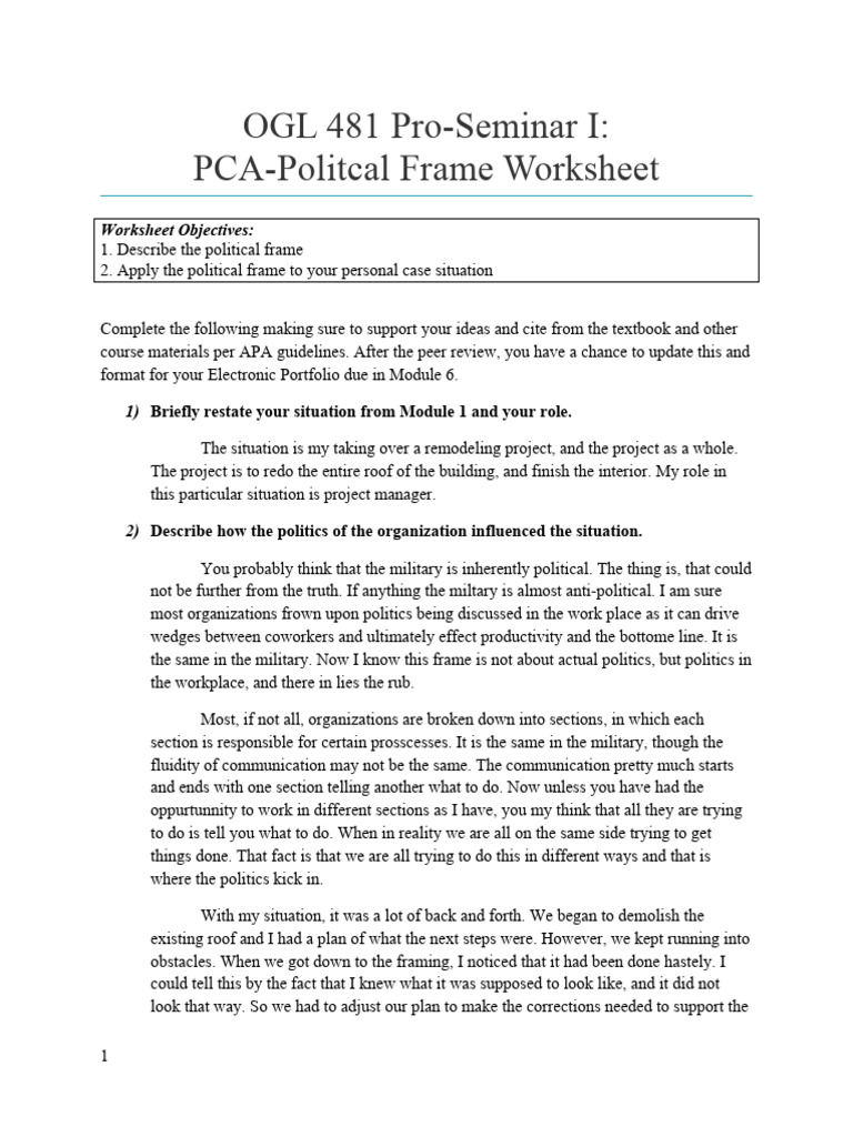 Political Frame Worksheet | PDF | Career & Growth