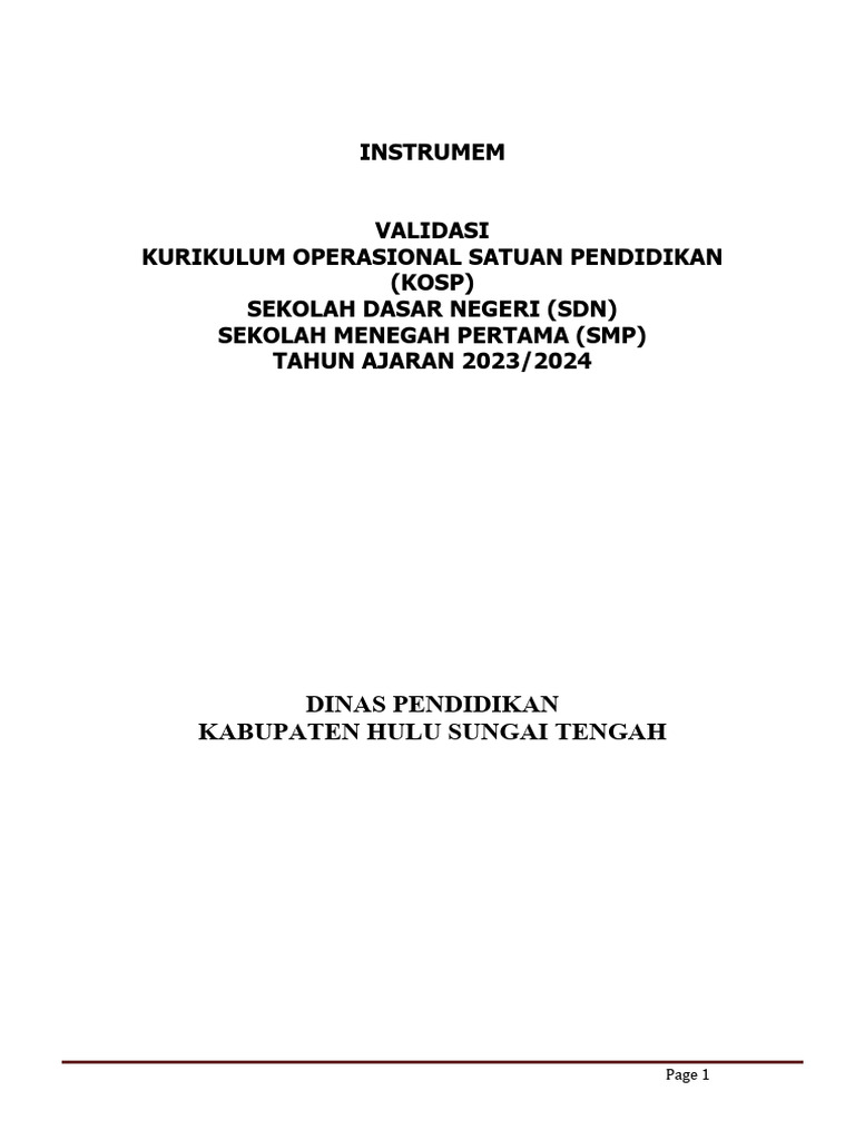 Instrumen Validasi - KOSP 2023 2024 | PDF