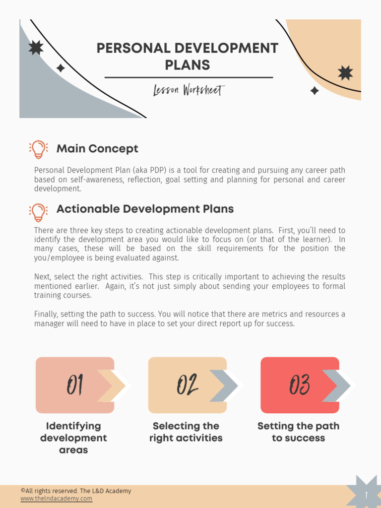 Lesson Worksheet 43 - Personal Development Plans | PDF | Goal Setting ...