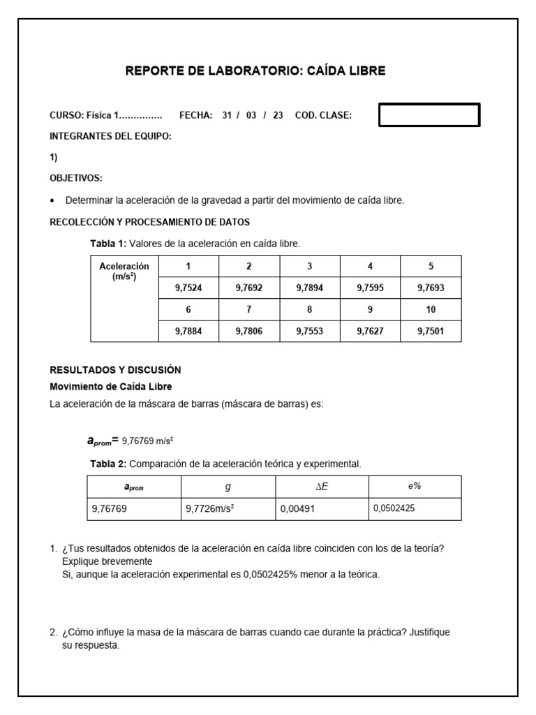 Reporte Lab Fisi1 S02 CL | PDF
