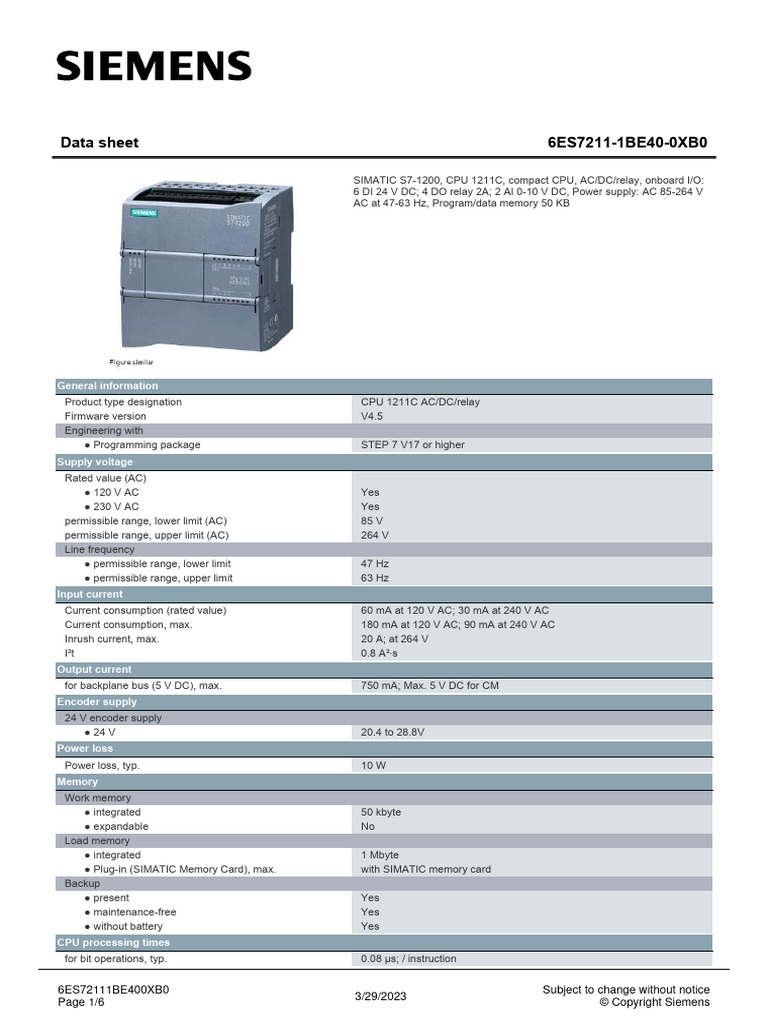 6ES72111BE400XB0 Datasheet en 2 | PDF | Electromagnetic Interference | Computer Hardware
