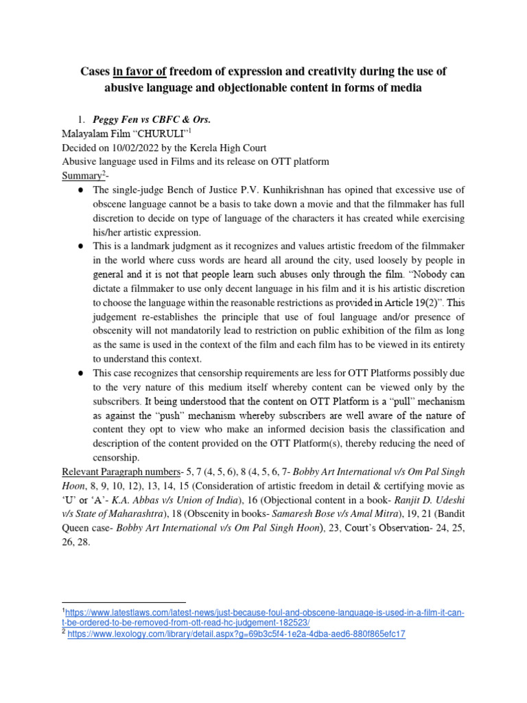 ARTICLE - Use of Abusive Language in TV Shows, OTT Platforms, Books ...