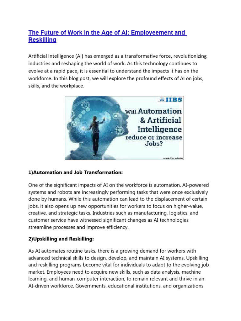 The Effects of Automation and Artificial Intelligence On Employment and ...