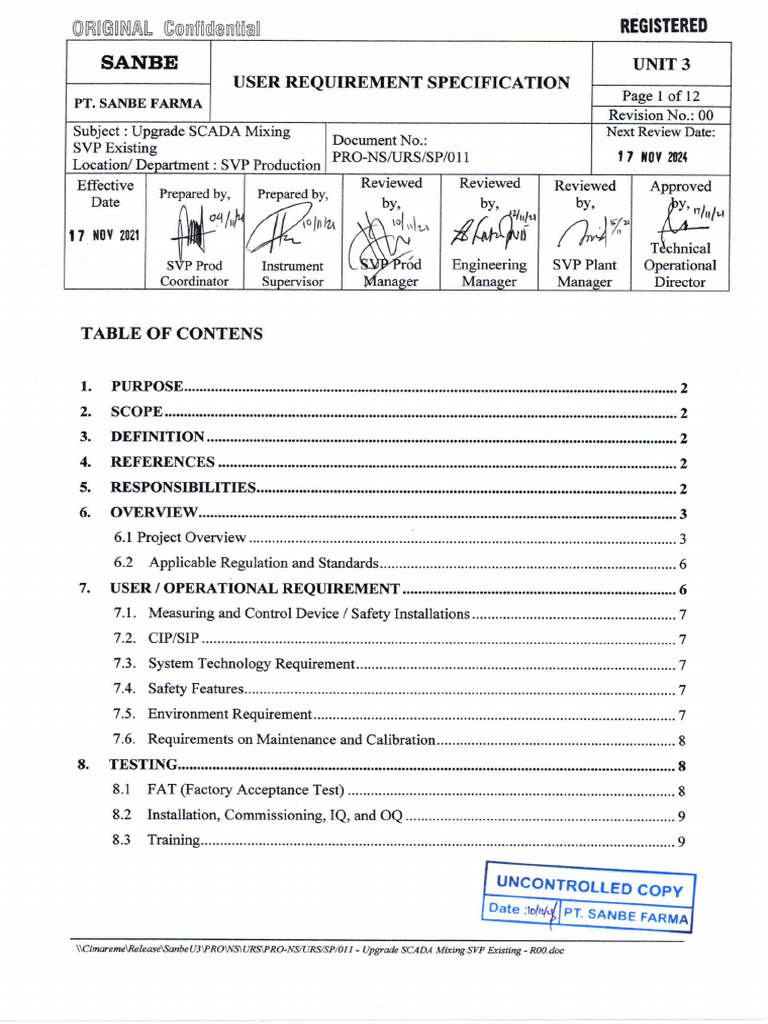 Pro-Ns - Urs.sp.011 Scada Mixing SVP | PDF