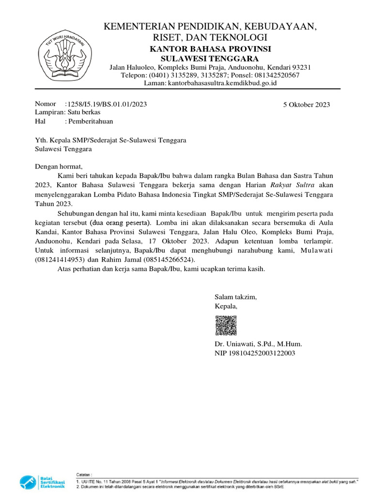 Persuratan Dan Ketentuan Lomba Pidato SMP | PDF | Perjalanan | Kajian ...