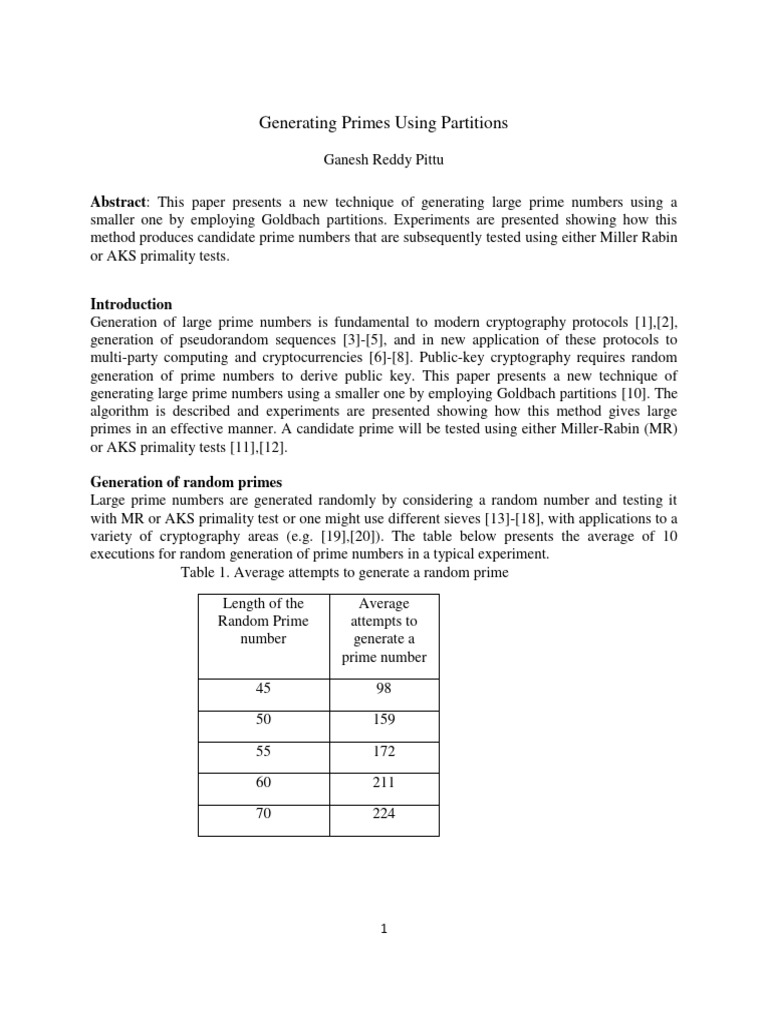 Generating A Primes Using Partitions | PDF | Prime Number | Combinatorics