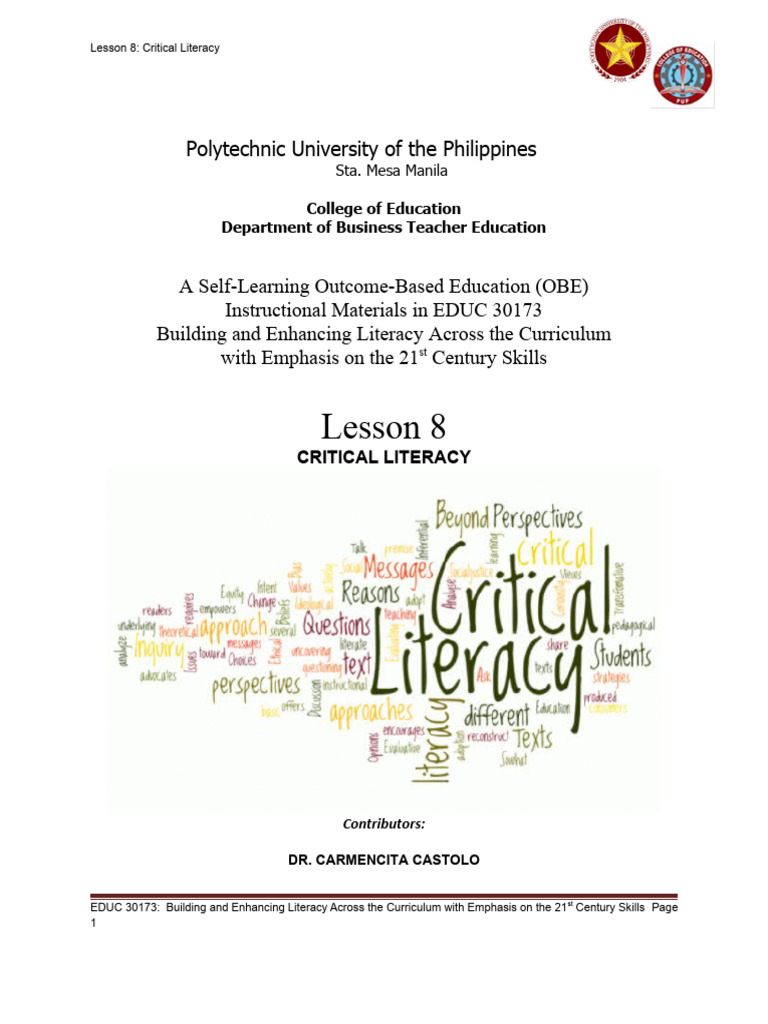 Module 8 Building Literacy | PDF | Literacy | Curriculum