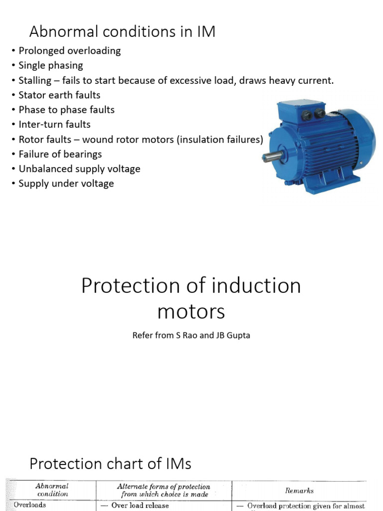 10 Induction Motor Protection | PDF | Electric Motor | Relay