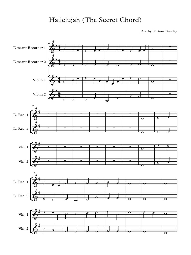Hallelujah (The Secret Chord) - Score and Parts - 100247 | PDF