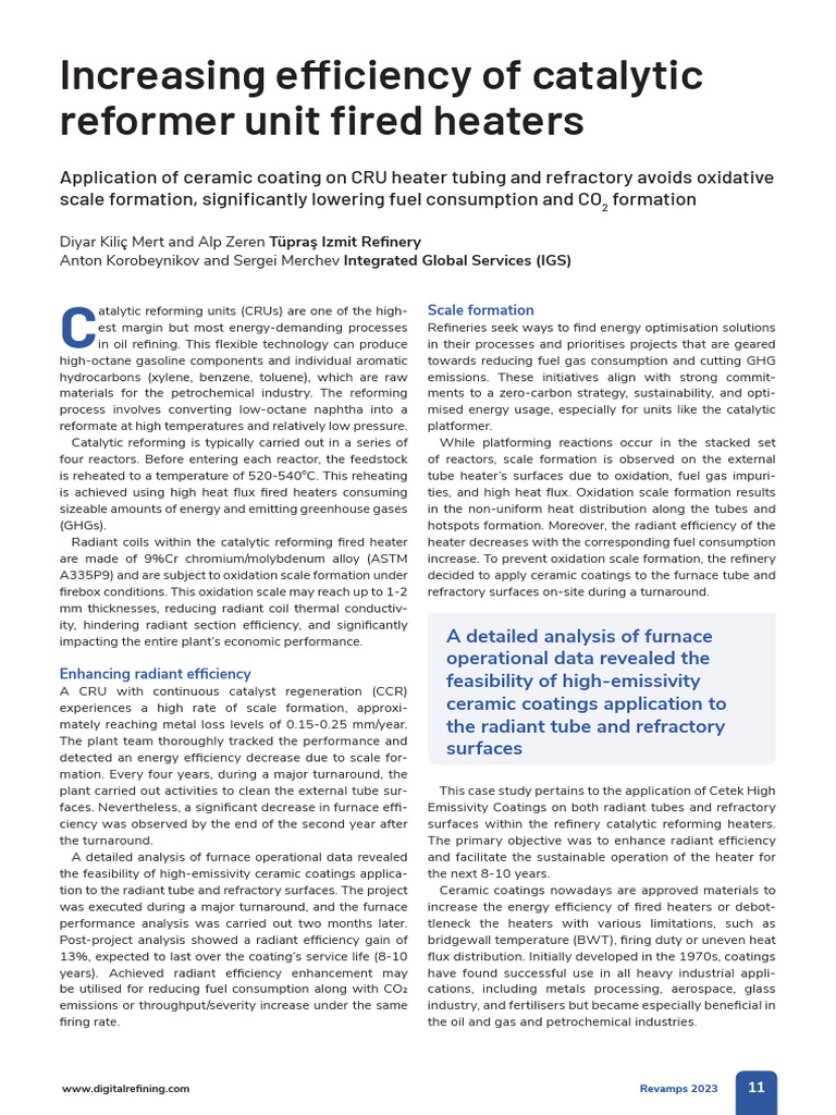 Increasing Efficiency of Catalytic Reformer Fired Heaters | PDF ...