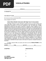 High Court VAKALATNAMA | PDF