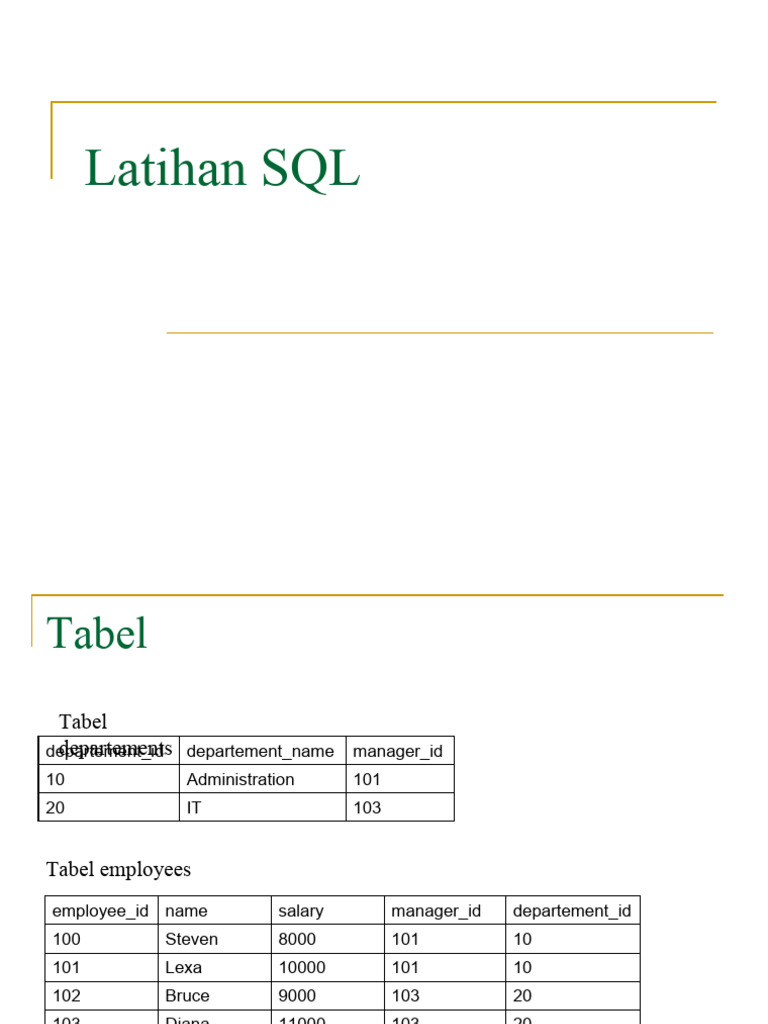 Latihan SQL: Query dan Analisis Data | PDF | Metode & Bahan Ajar | Komputer