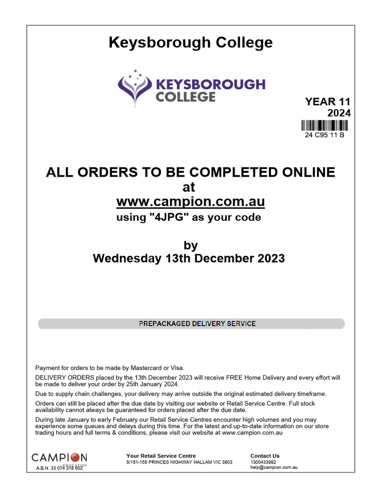 Year 11 Booklist 2024 | PDF | Books | Pencil