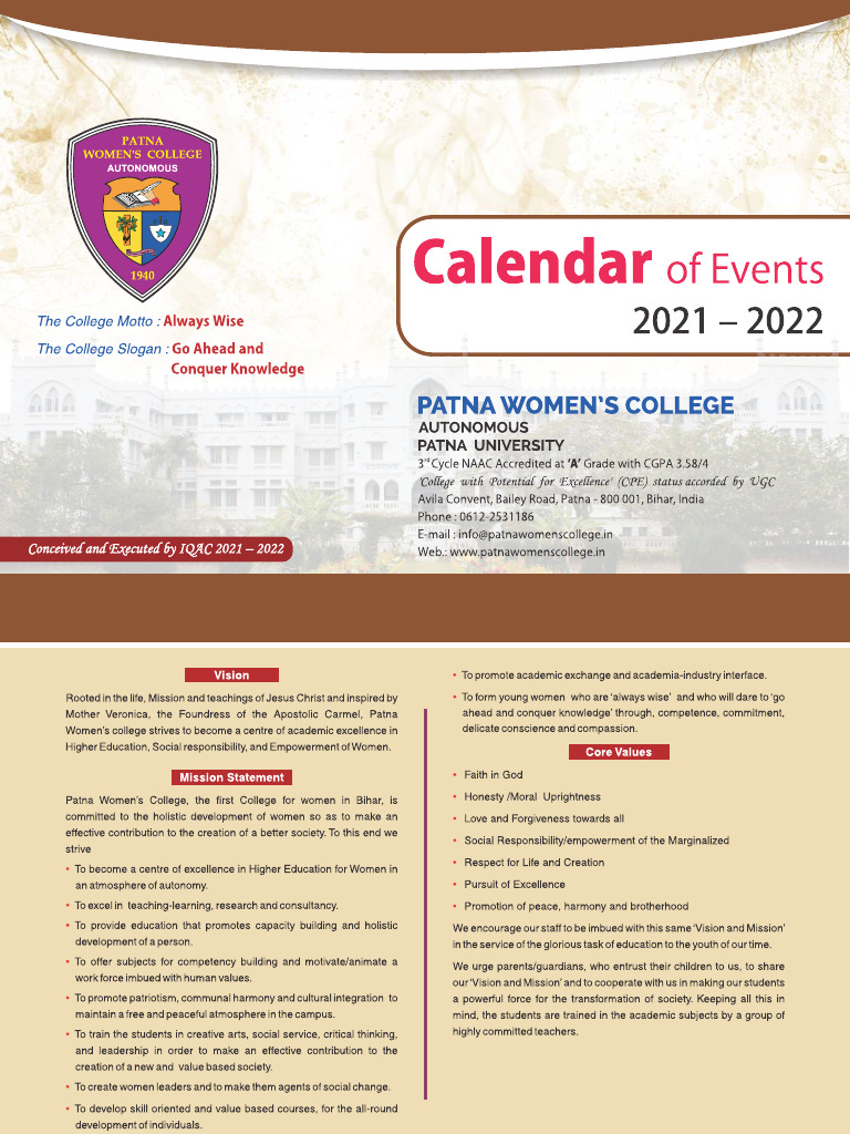 Calendar of Events PWC 2021 22 | PDF