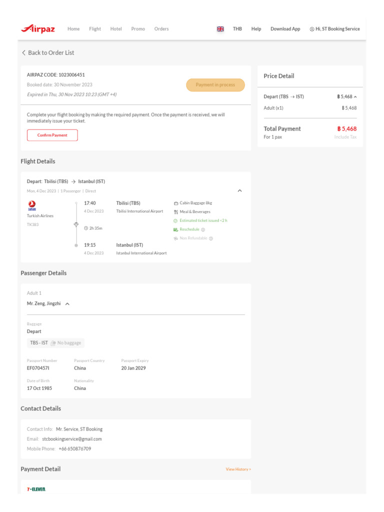 Order Detail - Airpaz | PDF | Aviation | Transport