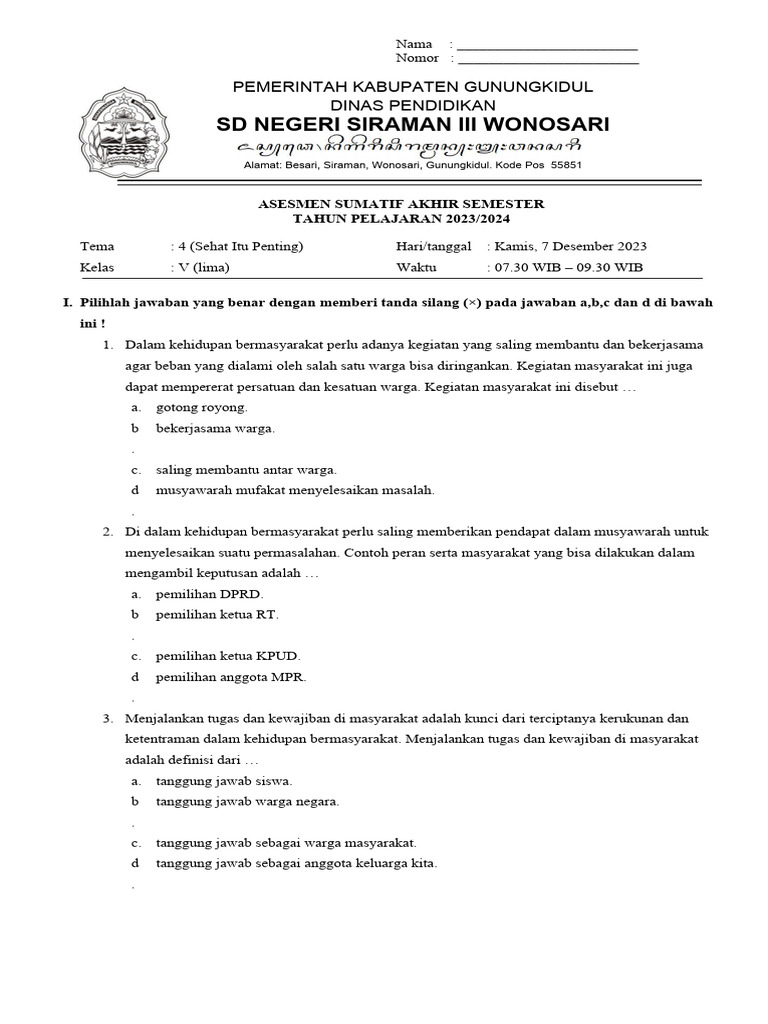 Soal Pas Tema 4 | PDF