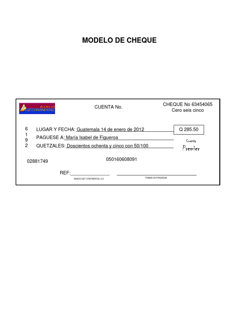 Modelo de Cheque | PDF | Cheque