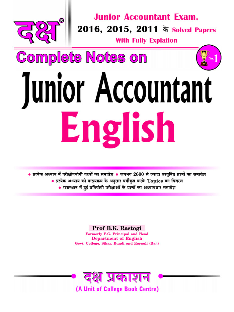 For WEB - Jr. Accountant - ENGLISH - BK Rastogi Sir | PDF | Thou | Part ...