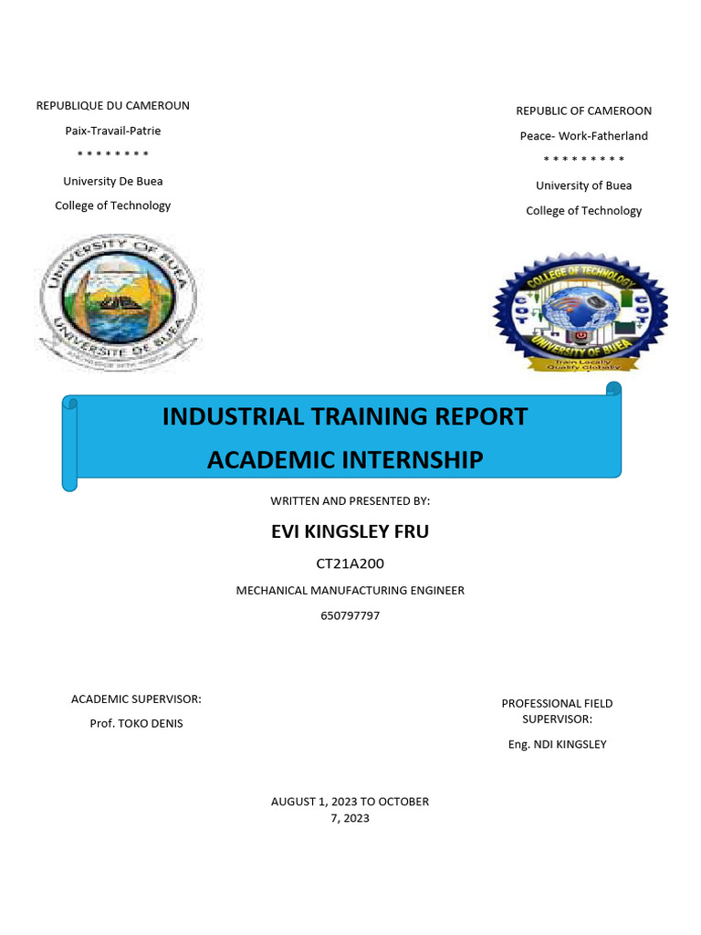 Industrial Training Report: Evi Kingsley Fru | PDF | Internal Combustion Engine | Piston