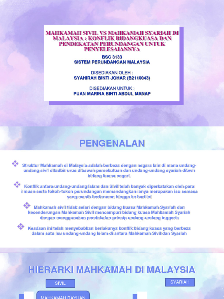 Slide Konflik Bidang Kuasa Mahkamah Syahirah Johar | PDF