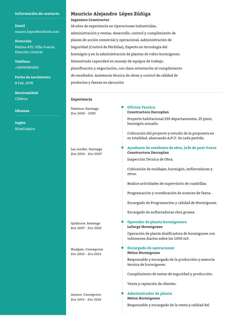 CV Mauricio Lopez | PDF | Santiago