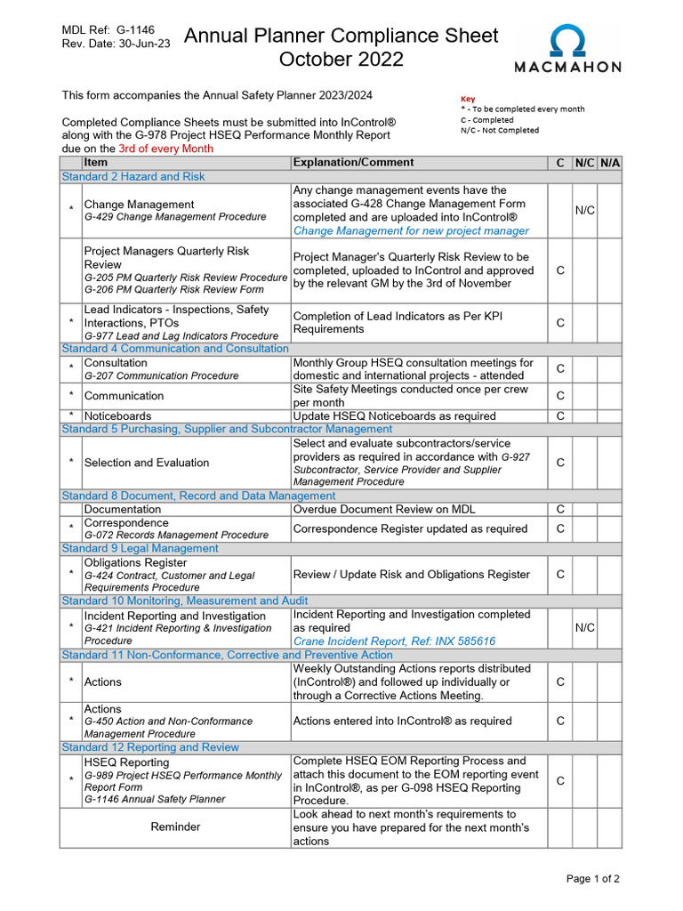 Anual Safety Planner | PDF | Business | Safety