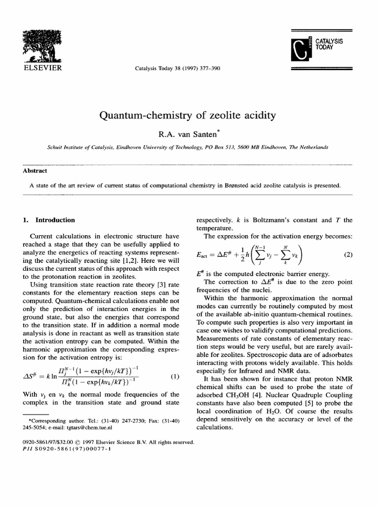 Quantum-Chemistry of Zeolite Acidity | PDF | Adsorption | Quantum Chemistry