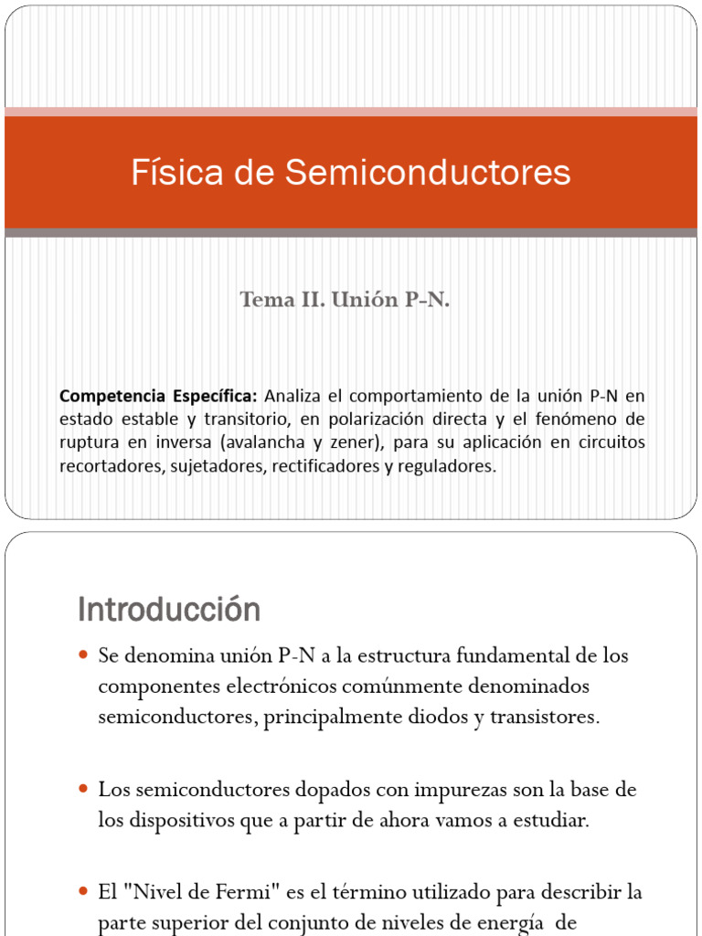 Tema II. Unión P-N | PDF | Semiconductores | Unión PN