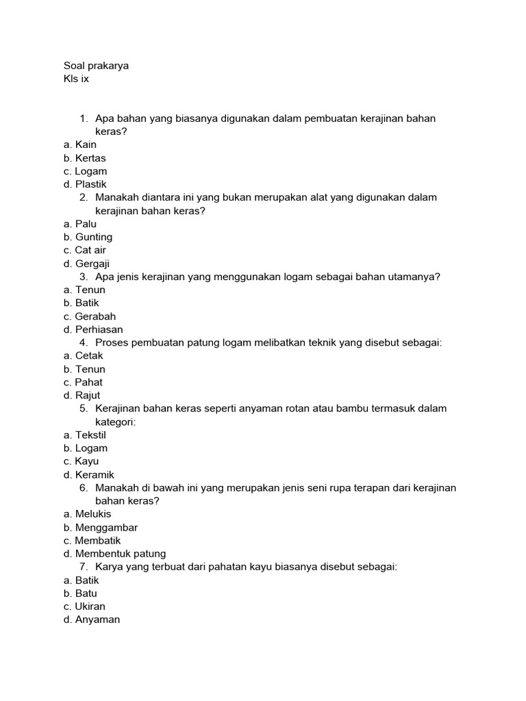 Uas1 Prakarya kls9 | PDF