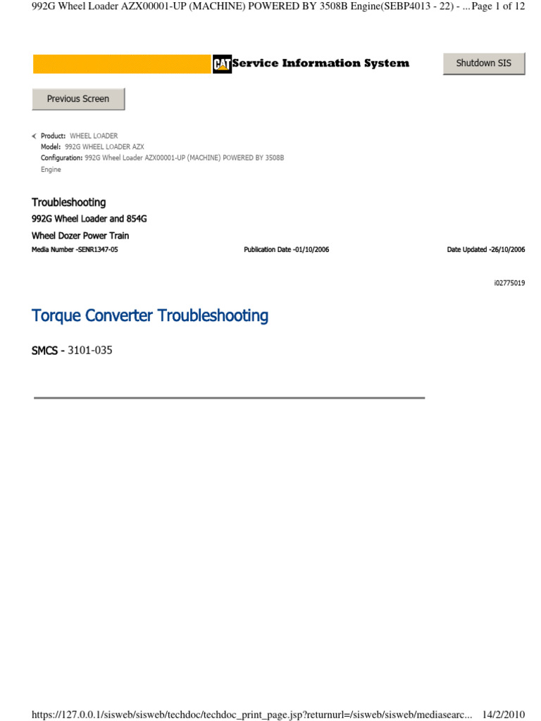 992G Loader Torque Converter Fixes | PDF | Clutch | Pump