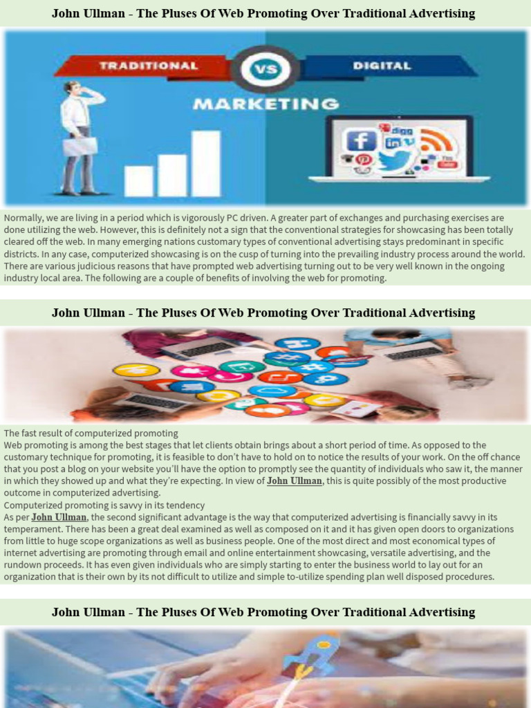 John Ullman - The Pluses of Web Promoting Over Traditional Advertising | PDF | Advertising ...