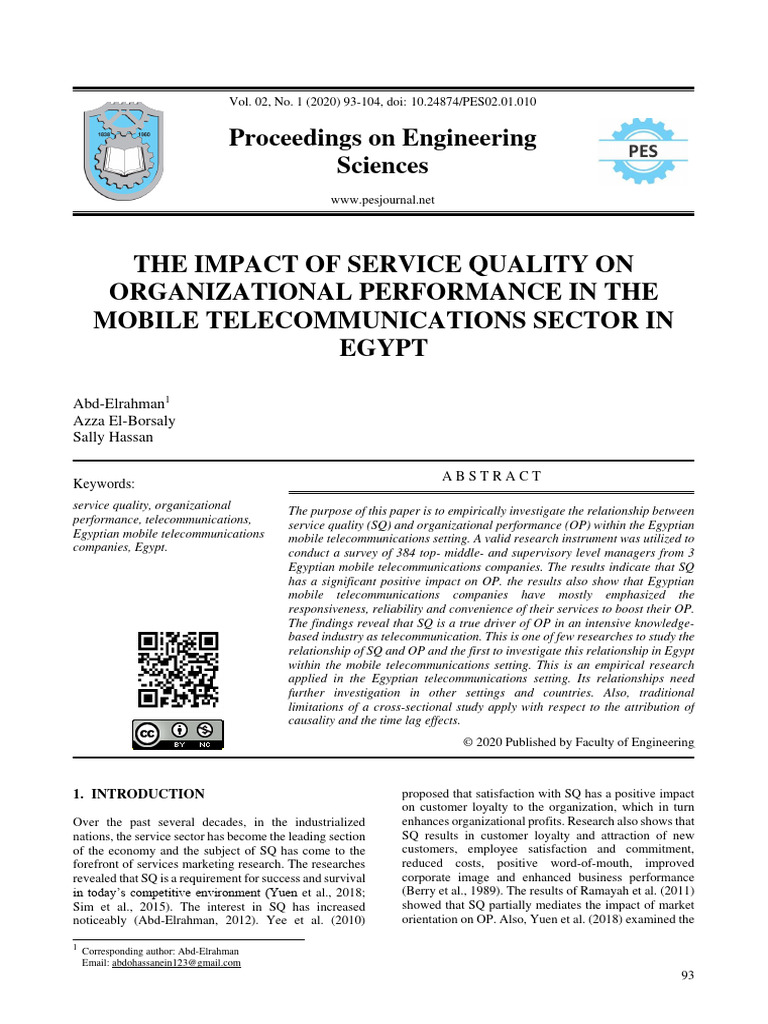The Impact of Service Quality On Organizational Performance in The ...