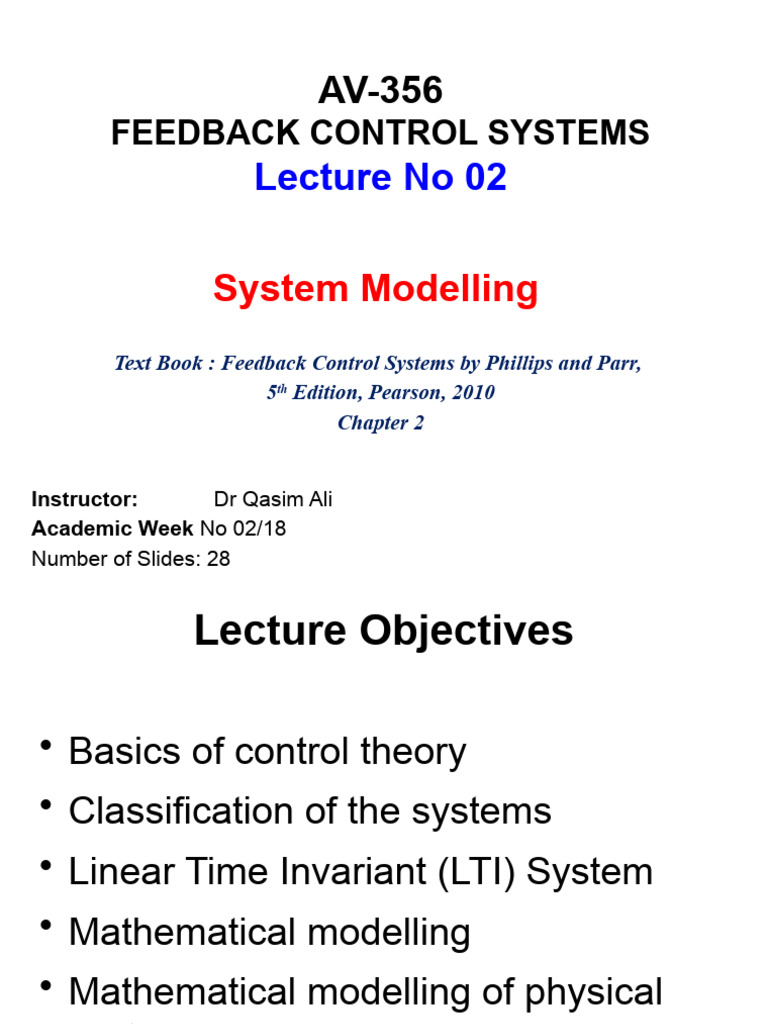 Lecture 02 AV-356 System Modeling | PDF | Control Theory | Feedback