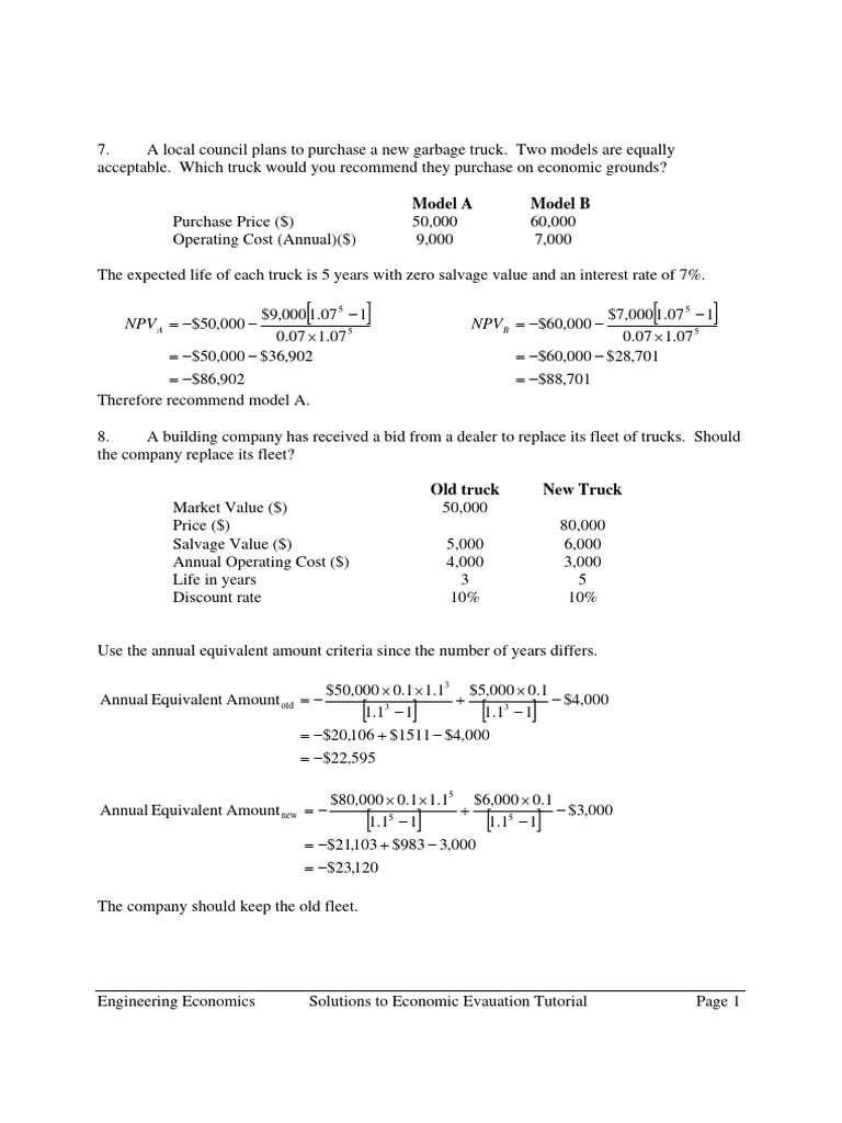 Tutorial Solution Evaluation | PDF | Net Present Value | Financial ...