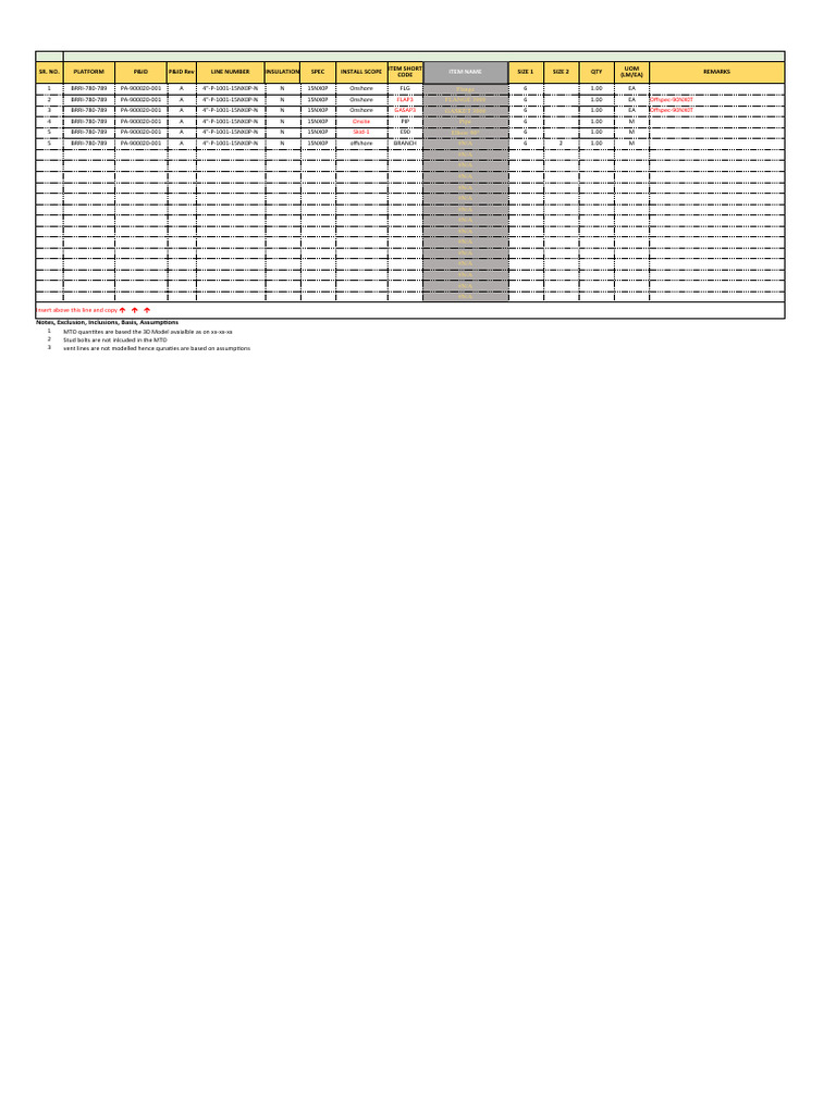 Piping Bulk MTO Input Template | PDF | Gas Technologies | Plumbing