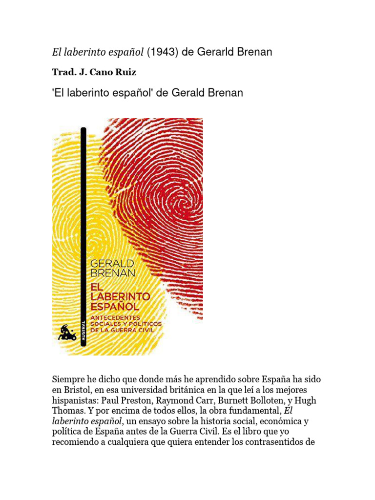 El laberinto español de Gerald Brenan | PDF | Historia